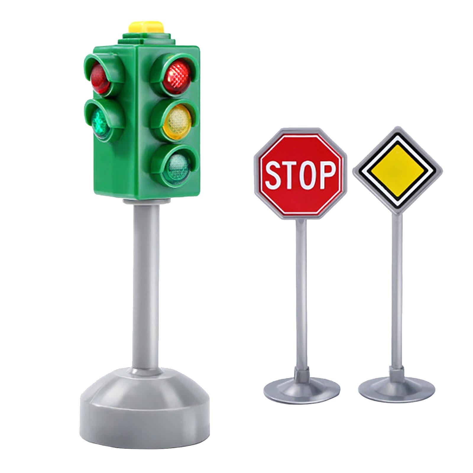 Traffic Light Toy 2 Sets Mini Traffic Signs Playset - Educational Road ...