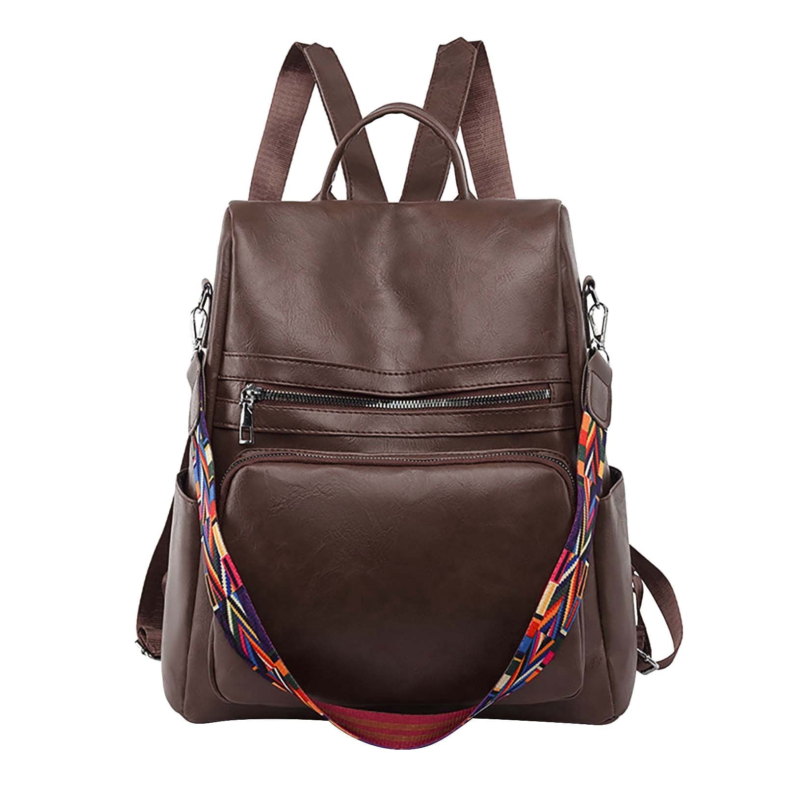 BINGLI Women's Leather Convertible Backpack Purse Handbag with Multiple ...