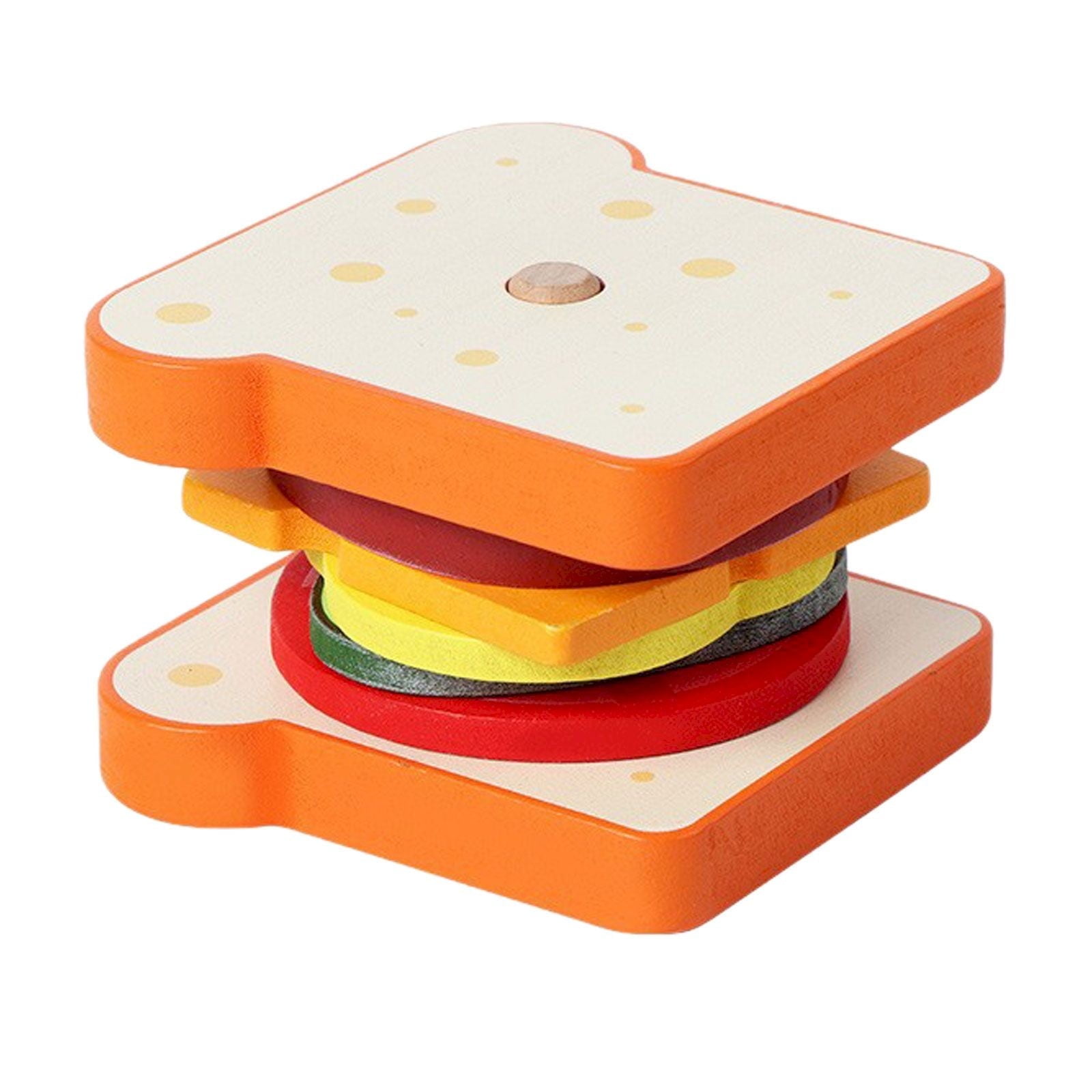 BINGLI Wooden Burger Sandwich Stacking Toys for Kids, Play Food Toy for ...