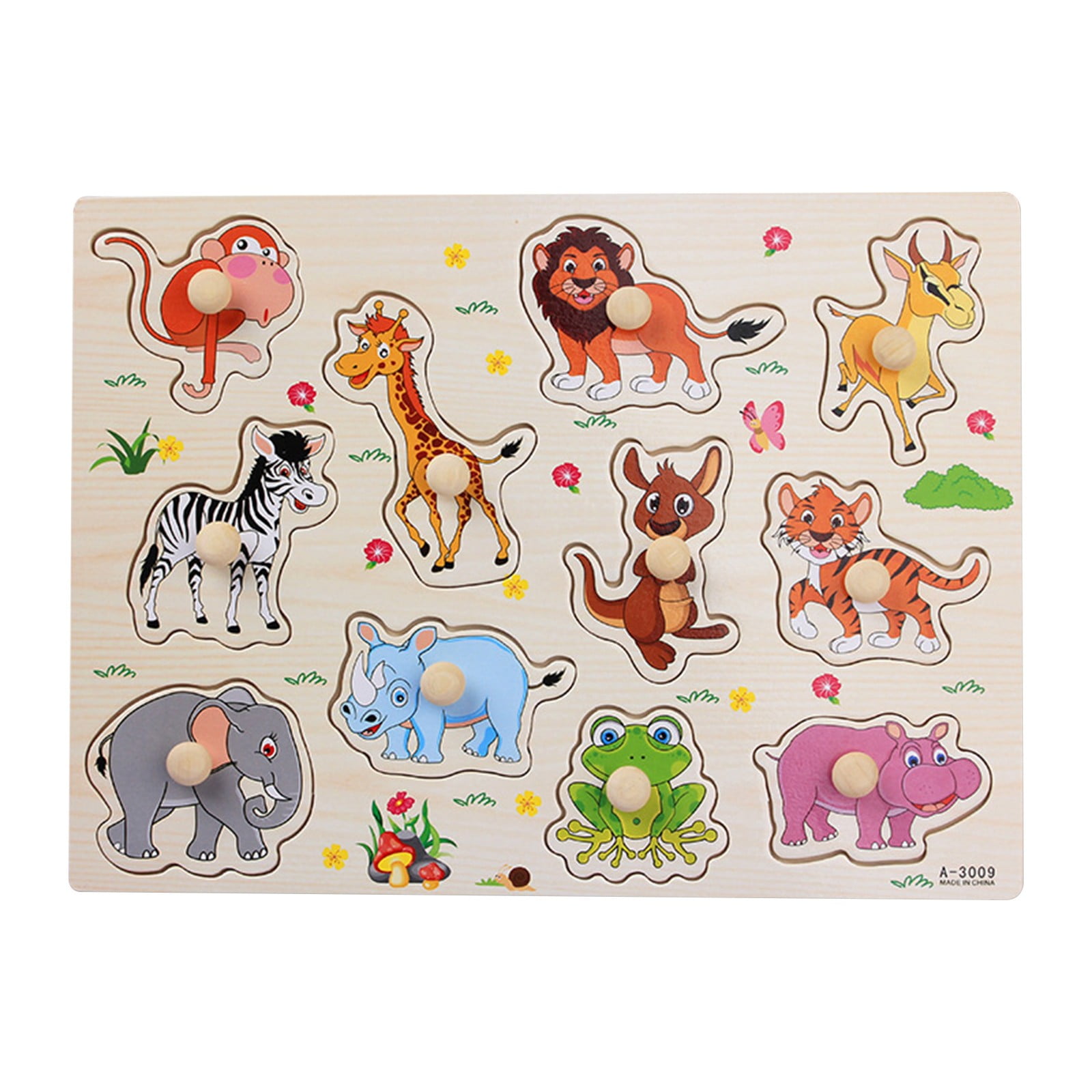 BINGLI Wooden Peg Puzzles for Toddlers Over 3 Years Alphabet Number ...