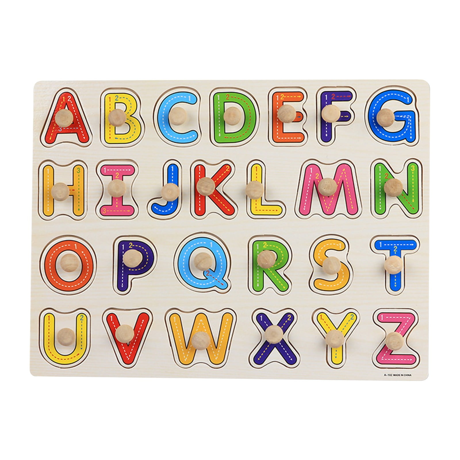 BINGLI Wooden Peg Puzzles for Toddlers Over 3 Years Alphabet Number ...