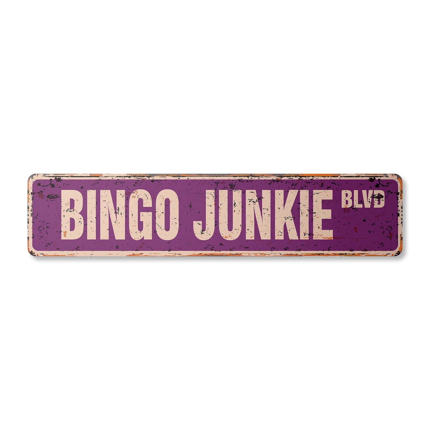 BINGO JUNKIE Vintage Aluminum Street Sign grandma game set cards ball ...
