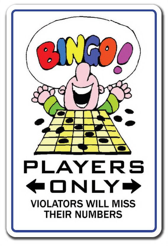 BINGO PLAYER Aluminum Sign card players caller markers ball fun ...