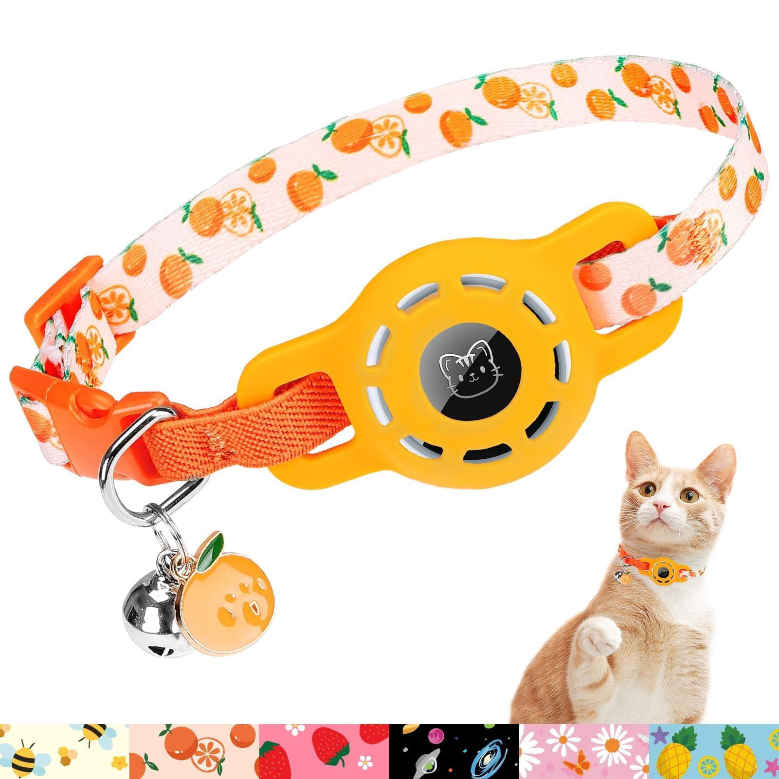 BINGPET AirTag Cat Collar with Bells, Upgraded Safety Elastic Cat ...