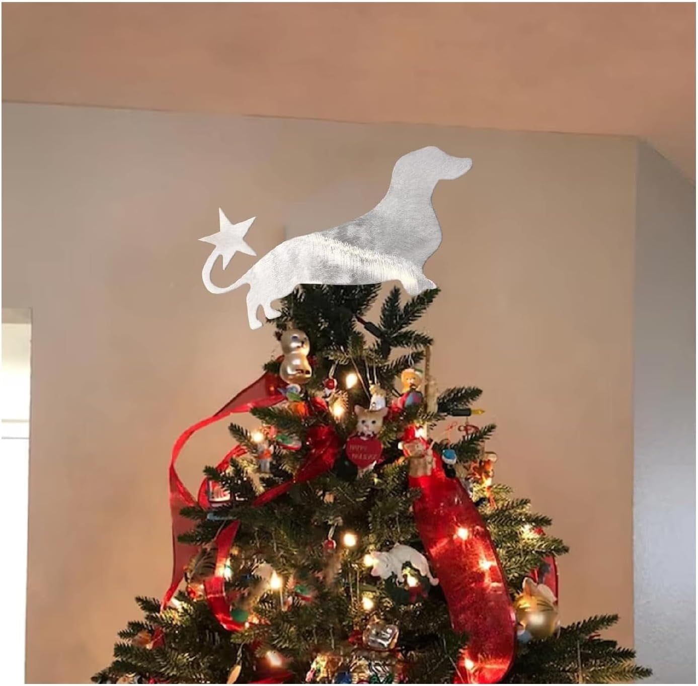 BINGTAOHU Dachshund Christmas Tree Topper Dachshund Decor For Christmas ...
