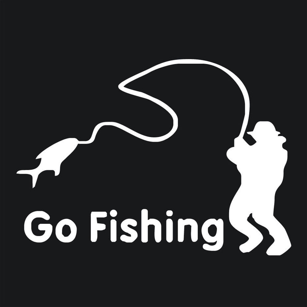 BINGTAOHU Go Fishing Car Sticker Truck Window Decal White Fathers Day ...