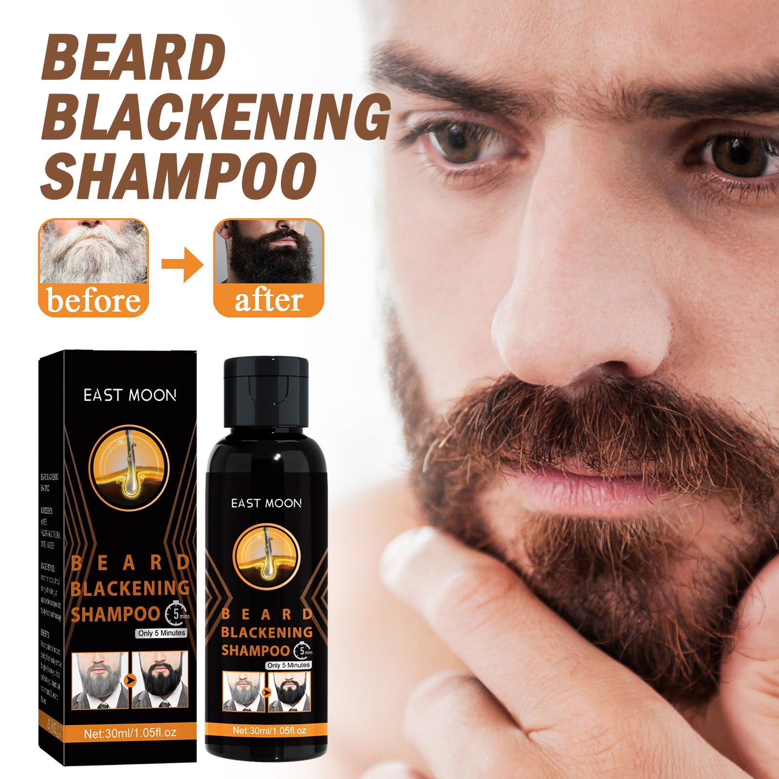 BINGTAOHU Guys Natural Darkening Beard Shampoo, Beard Blackening ...