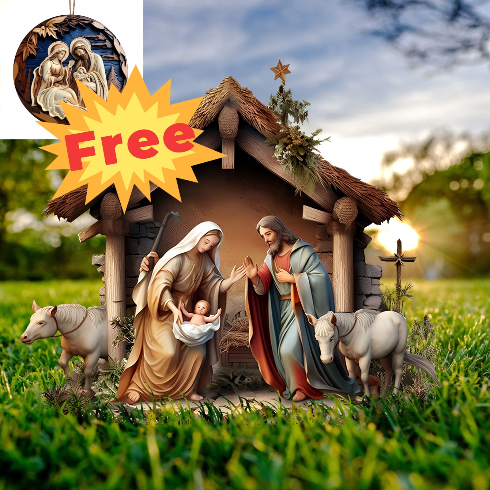 BINGTAOHU Nativity Scene Outdoor Yard Stakes Nativity Scene Outdoor For ...
