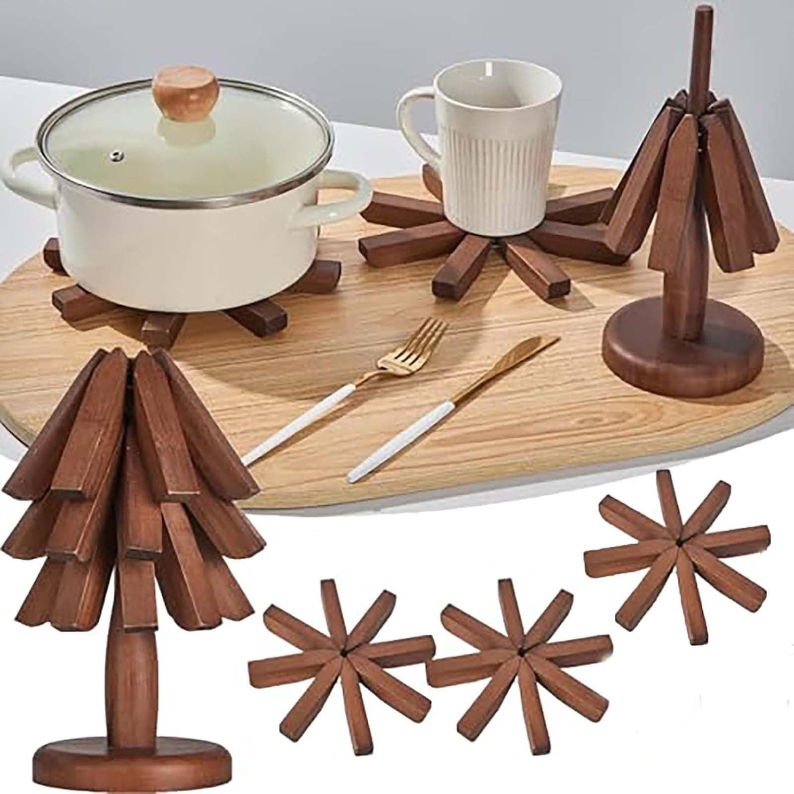 BINGTAOHU Wooden Trivets for Hot Dishes Walnut Magnetic Trivet Tree ...