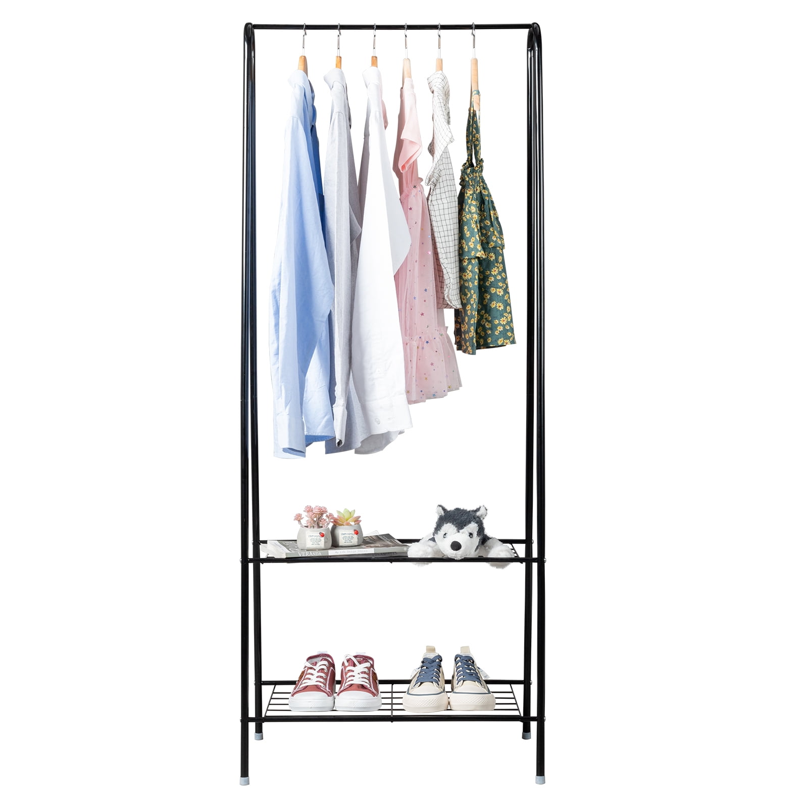 BINJYY Modern Black Metal Clothes Rack: Multi - functional Storage for ...