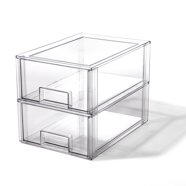 mDesign Stacking Plastic Storage Kitchen Bin with Pull-Out Drawer, 2 ...
