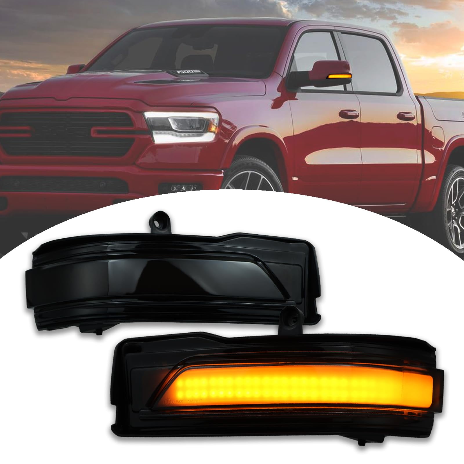 BINQIGOO 2PC Rear Side KEF16 Mirror Marker LED Amber Sequential Dynamic ...