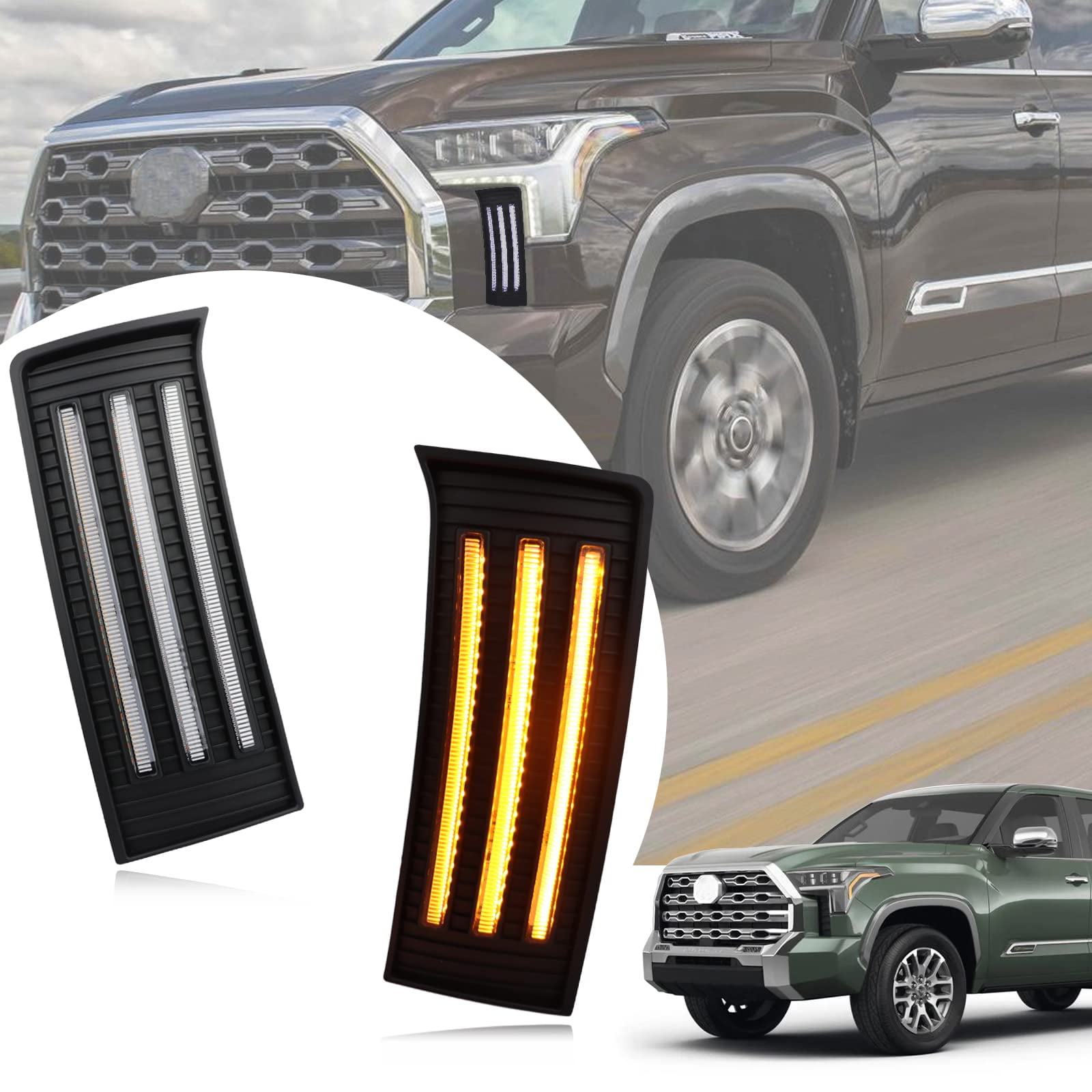 BINQIGOO Full LED Front SSF20 Fog Light DRL Kit for Toyota Tundra 2022 ...