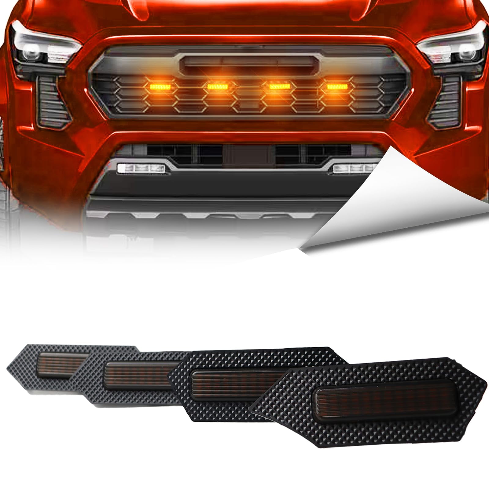 BINQIGOO LED 4pcs Front RRF12 Grille Lights Compatible with 2024 Toyota ...