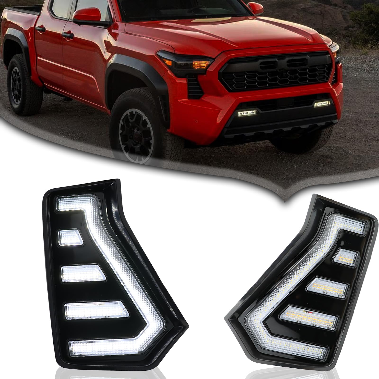 BINQIGOO LED Front Bumper IFF17 Fog Lights White DRL Daytime Running ...