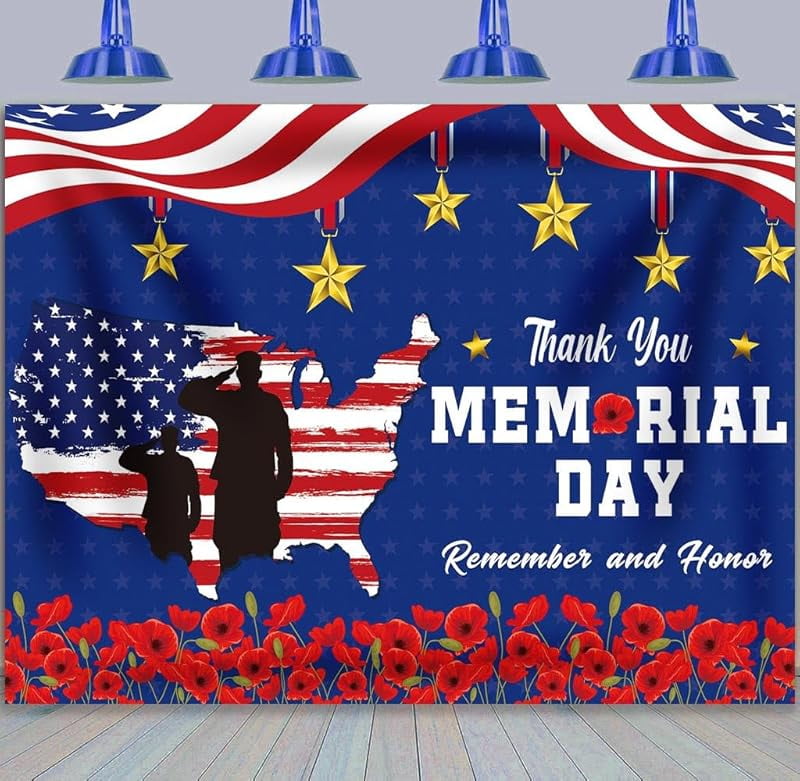 BINQOO Memorial Day Backdrop Remember and Honor Backdrops for ...
