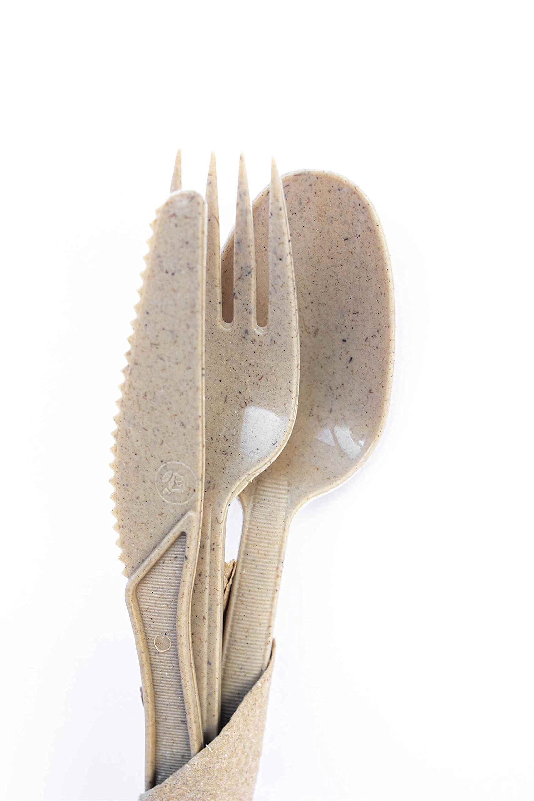 BIO AGAVE - 180 Pack Biodegradable Cutlery Sets with Napkin |Made From ...