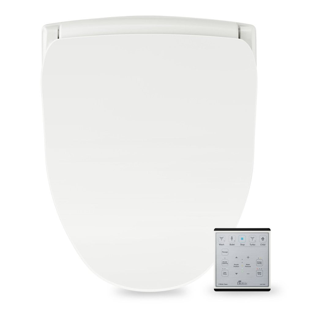 BIO BIDET SLIM TWO ELECTRIC BIDET TOILET SEAT ROUND, WARM WATER - WHITE ...