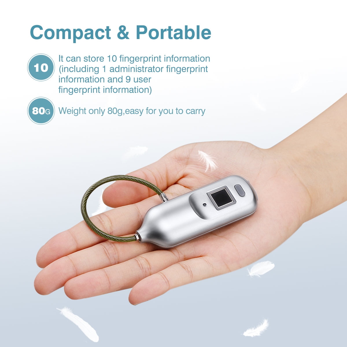 BIO-key TouchLock Fingerprint Smart Padlock, Dark Blue - Touchscreen ...