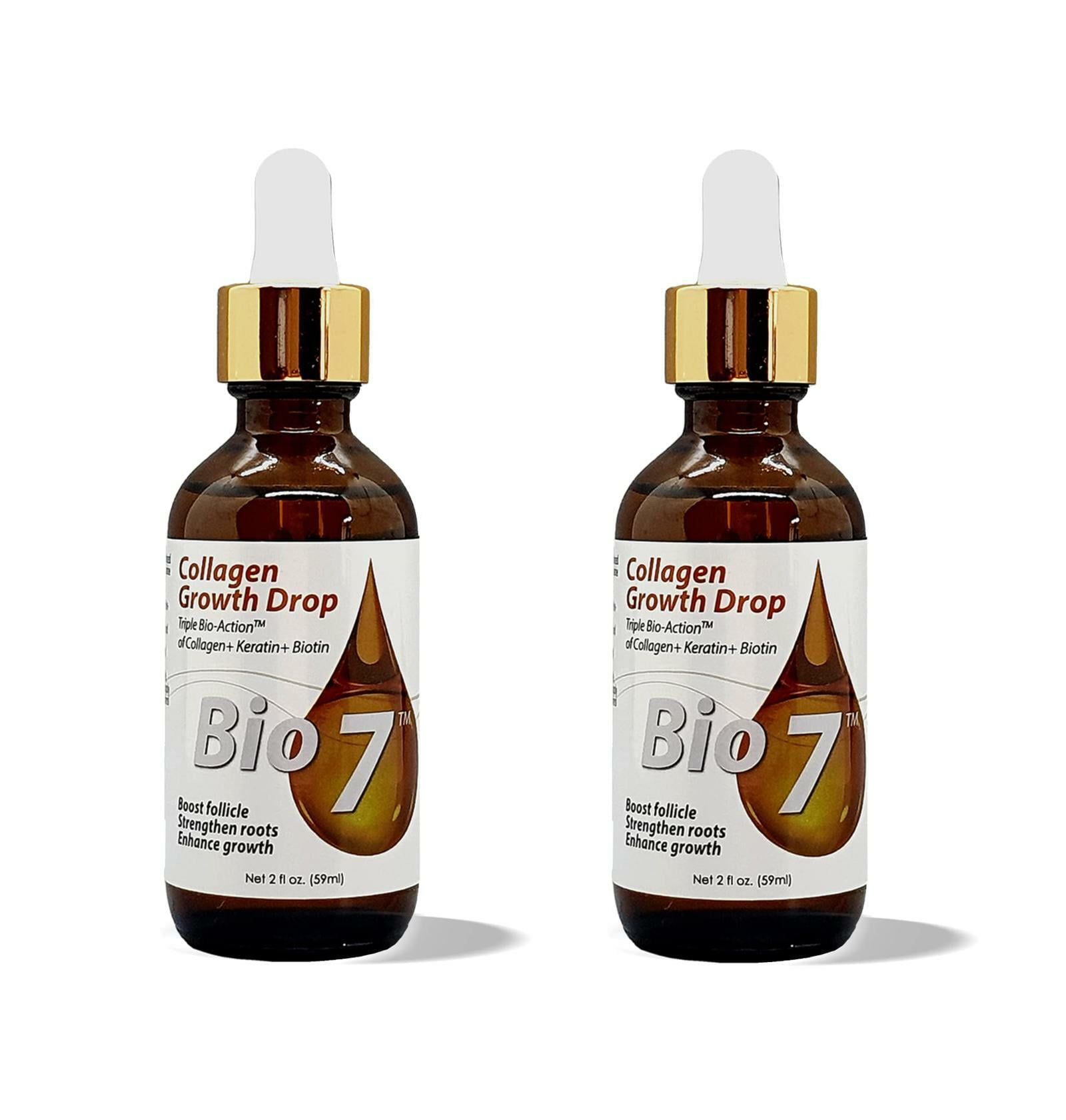 BIO7 COLLAGEN HAIR GROWTH DROP TRIPLE BIO-ACTION OF COLLAGEN + KERATIN + BIOTIN - 2 Fl Oz (2 ...