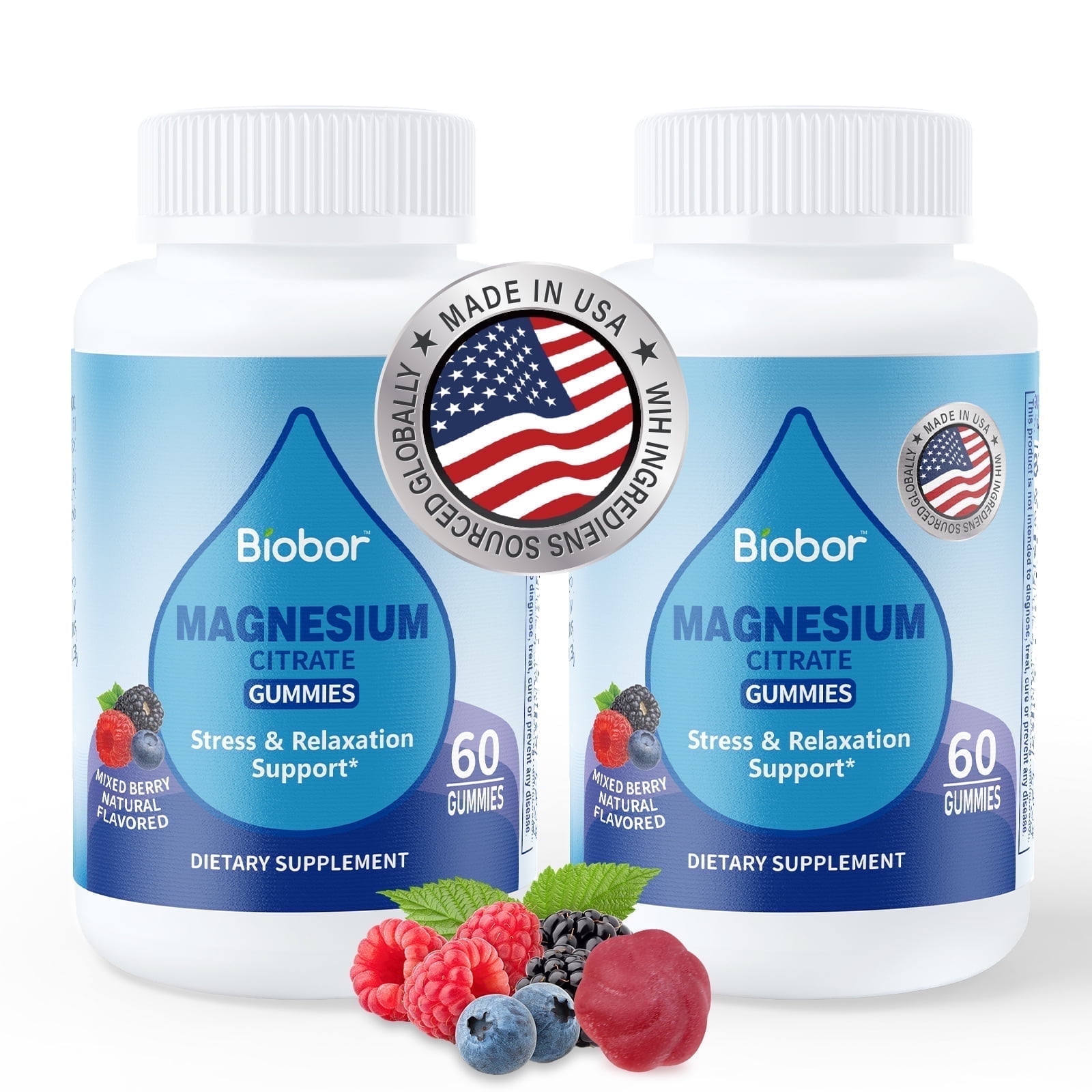 BIOBOR Made in USA Magnesium Citrate Gummies 200mg, Chewable Gummies ...