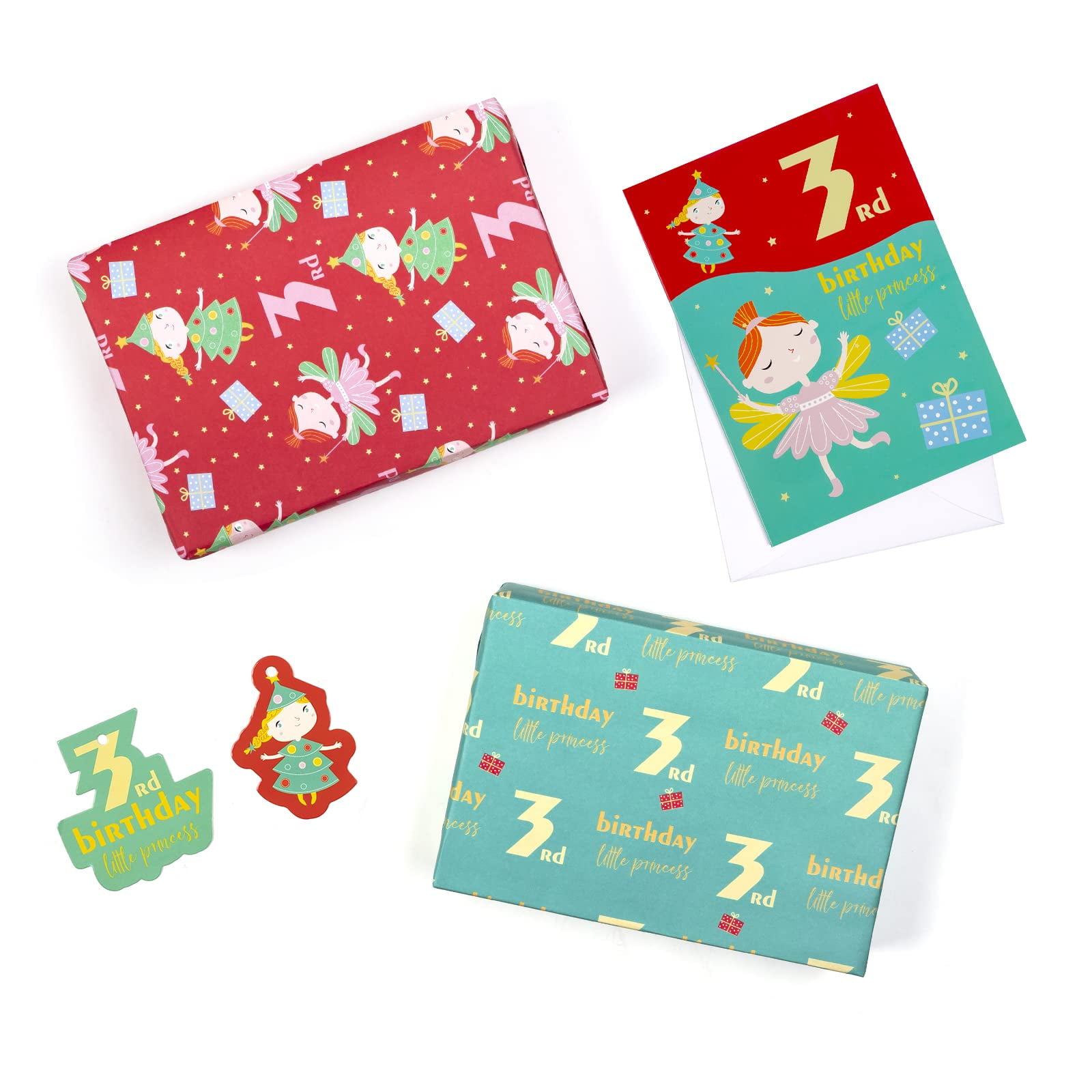 Folded Flat Wrapping Paper Reversible Birthday Wrap Paper - 8 Sheets ...