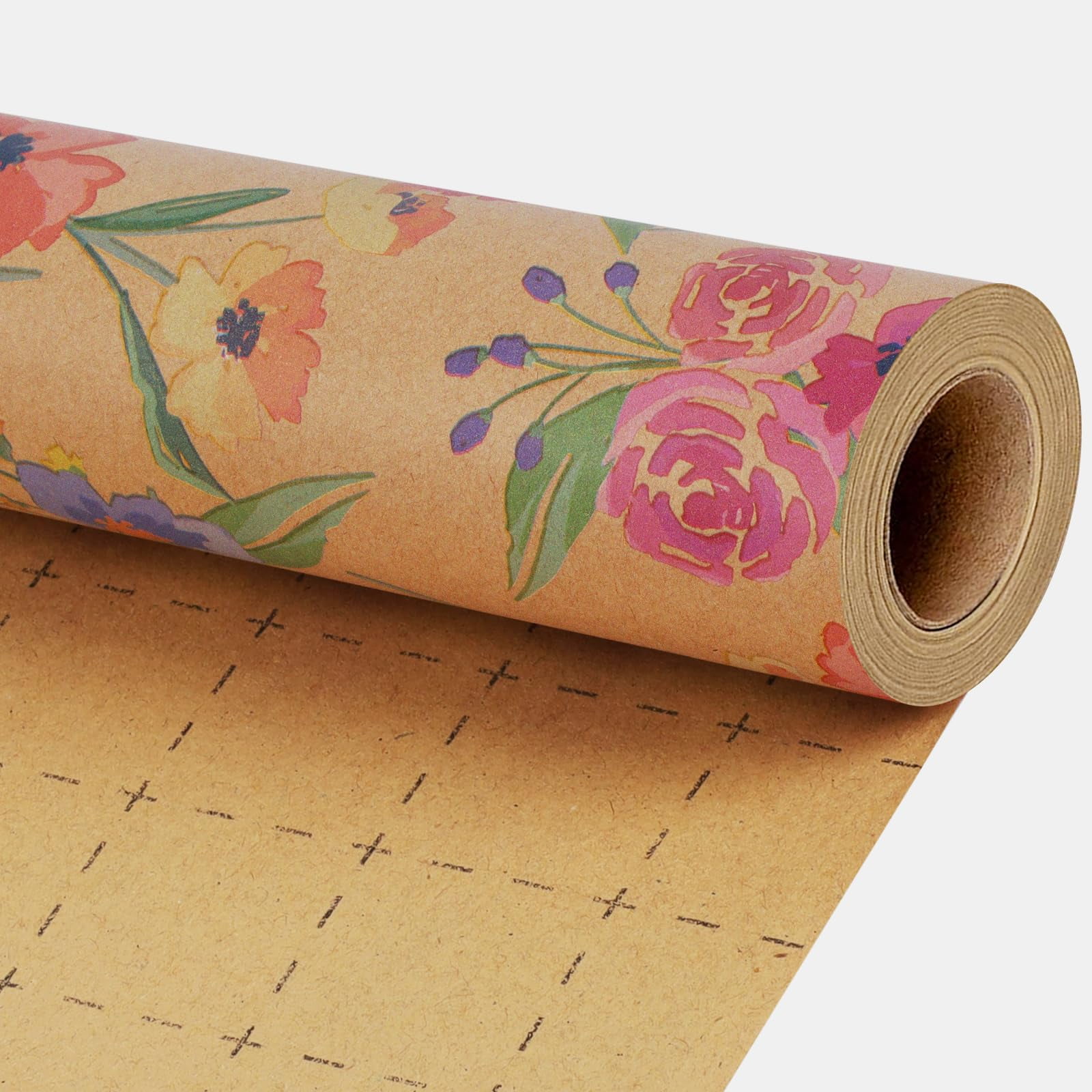BIOBROWN Kraft Floral Wrapping BDF32 Paper Roll - 17 Inches X 33 Feet ...