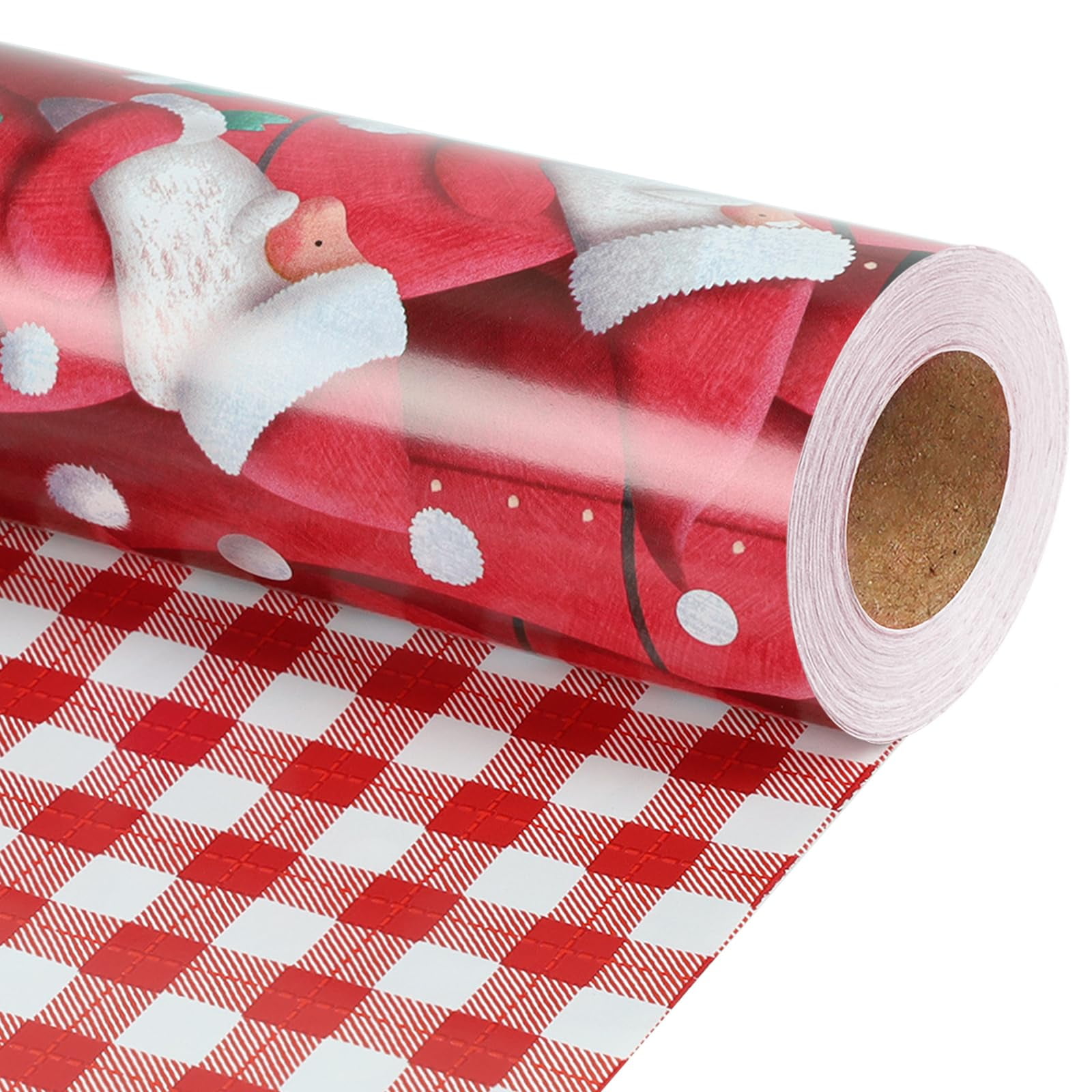 BIOBROWN Reversible Vintage Christmas Wrapping Paper Roll 17 Inch X 40 ...