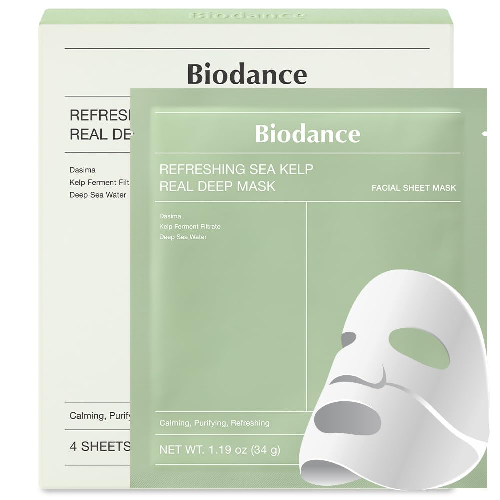 BIODANCE Refreshing Sea kelp Real Deep Mask, Overnight Hydrogel Mask, Calming, Oil & Sebum ...