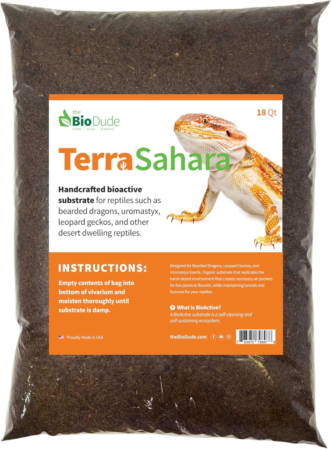 BIODUDE The Bio Dude Terra Sahara Bioactive Reptile Substrate 18 quarts ...