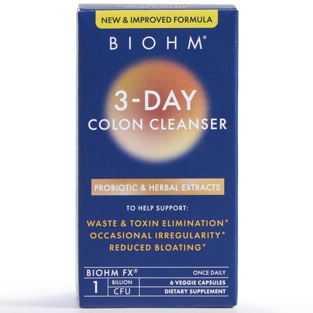 BIOHM 3-Day Colon Cleanse Probiotic Supplement, 6 Count, Made with Activated Charcoal, (Unisex ...