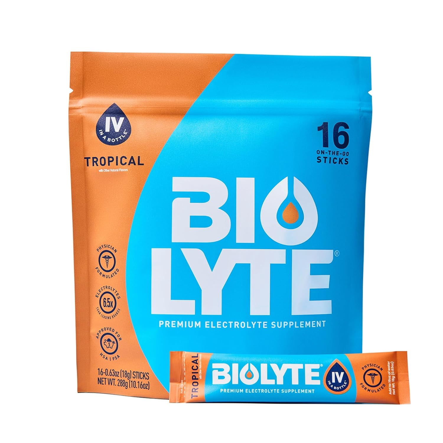 BIOLYTE IV Electrolyte Powder Packets, IV Liquid Drink Mix for Water ...