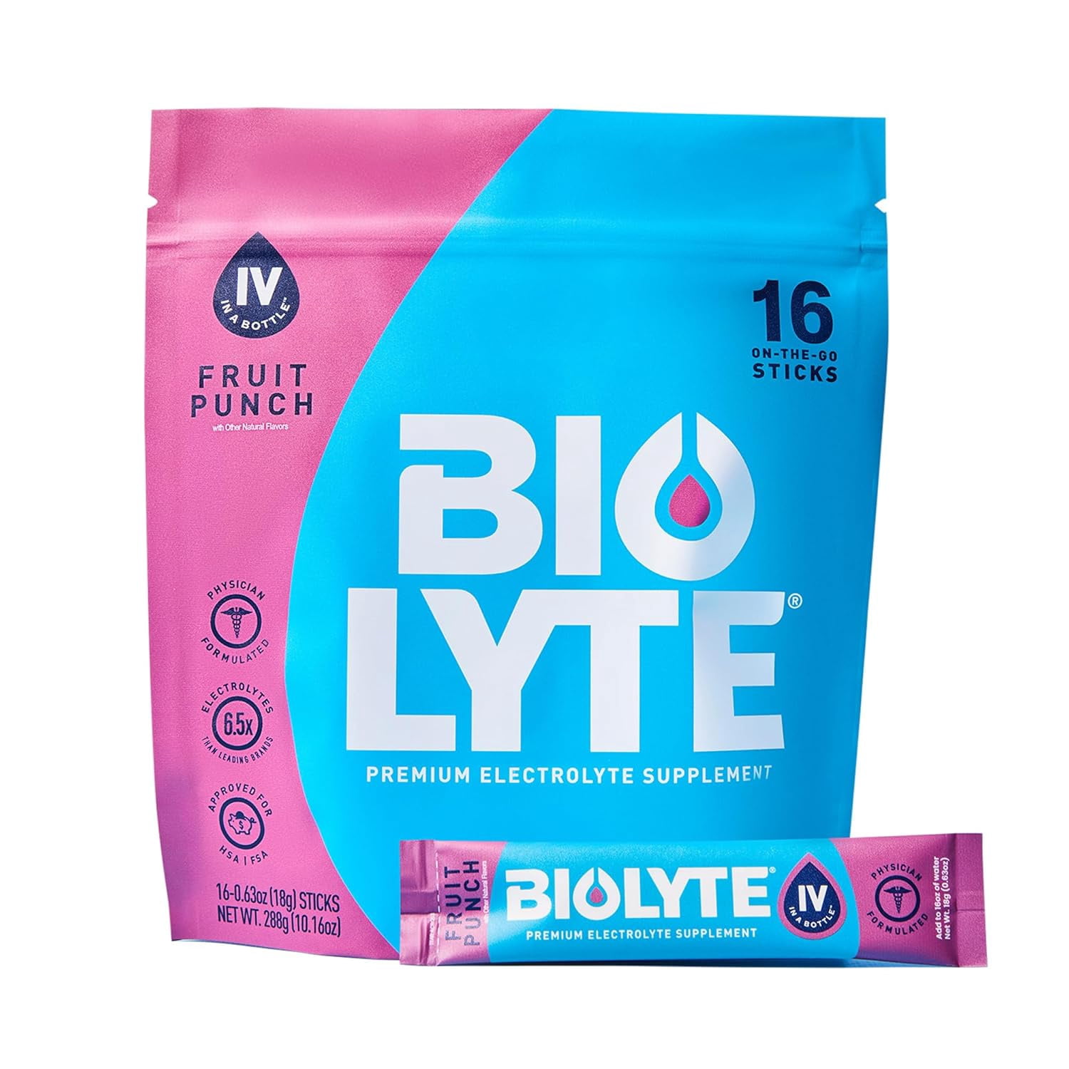 BIOLYTE IV Electrolyte Powder Packets, IV Liquid Drink Mix for Water ...