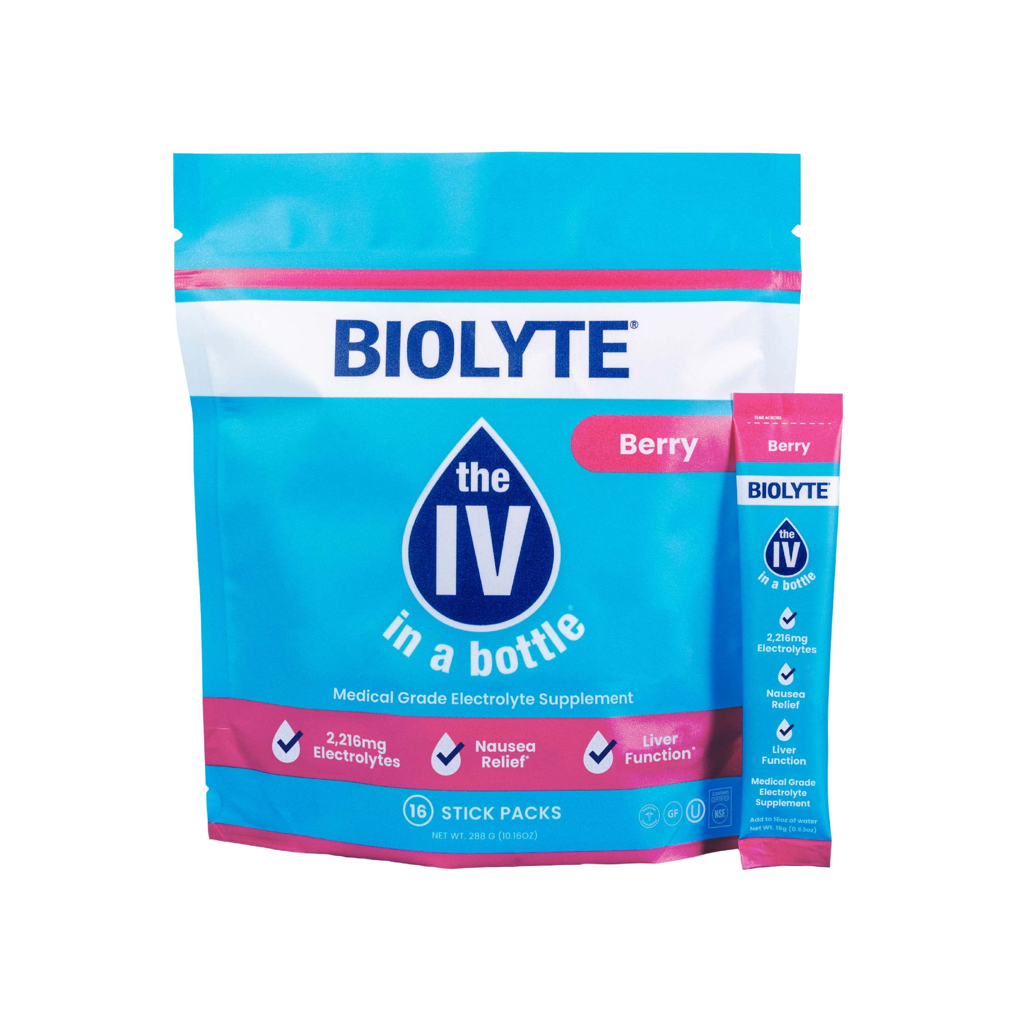 BIOLYTE Electrolyte Powder Packet Drink Mix for Rapid Hydration, Berry ...