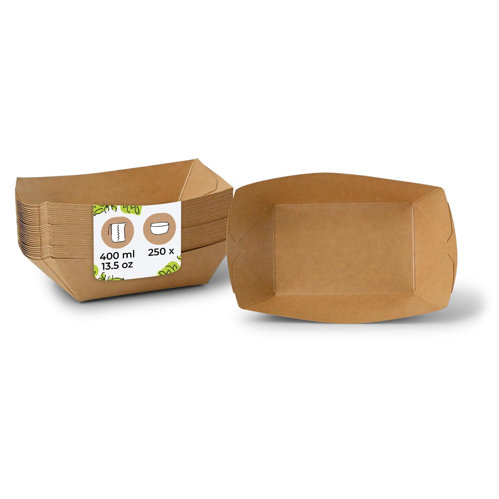 BIOZOYG Food Boats 250 Pack 16 AFN1oz 0.9 lb Brown - Nacho Trays Grease ...