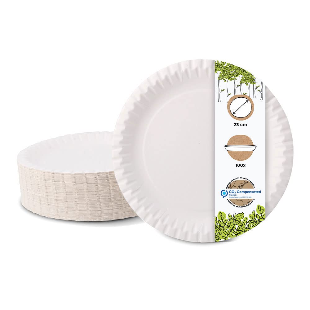 BIOZOYG White Round Paper Plates 100 MTN1 Pack - Biodegradable ...