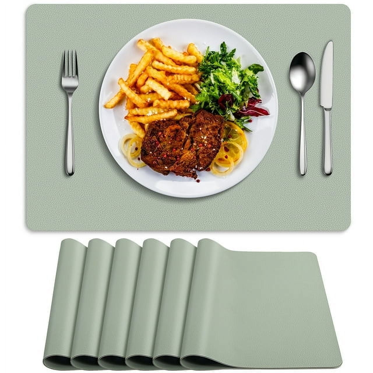 BIPASION Placemats Set of 6, Heat Resistant Luxury Leather Placemats ...