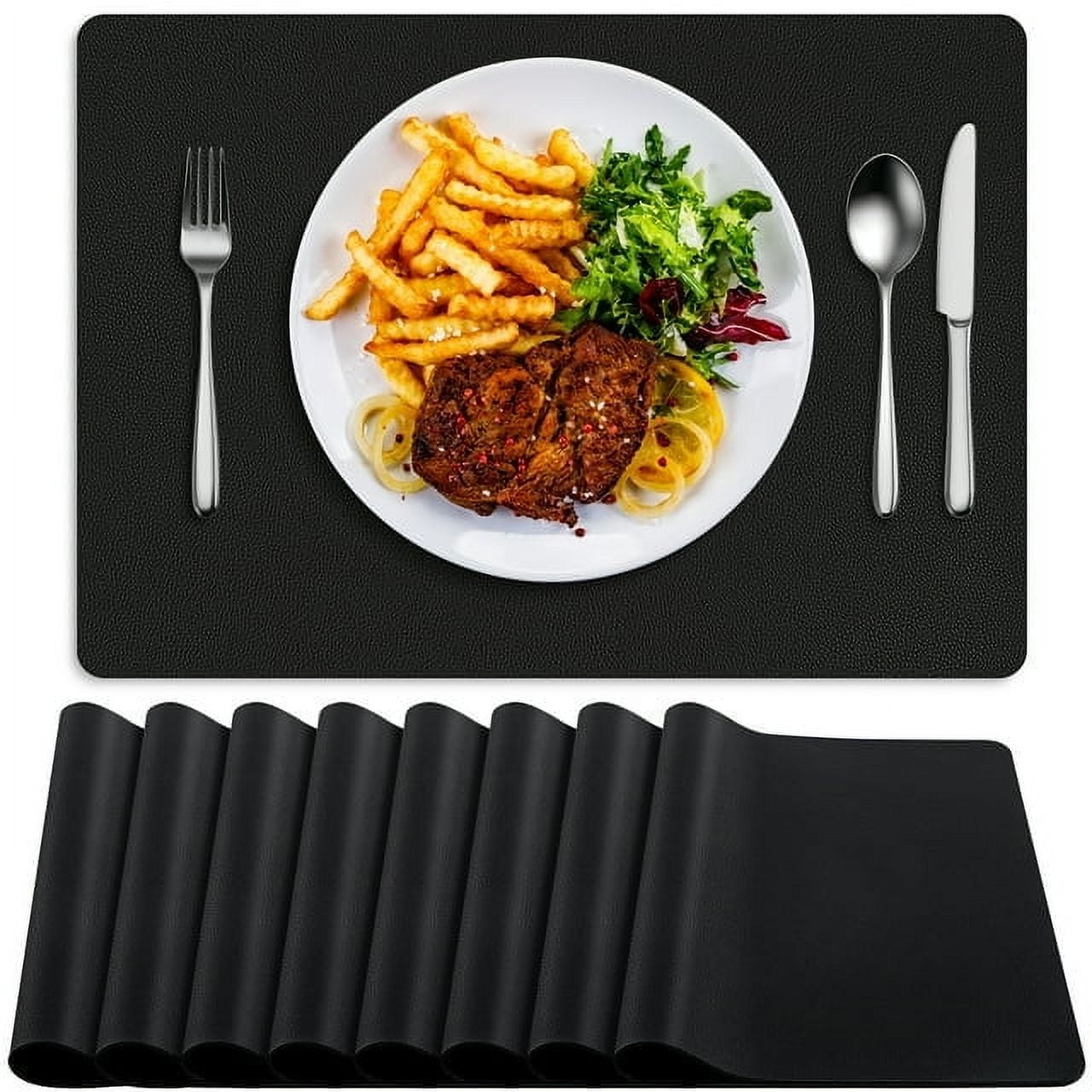 BIPASION Placemats Set of 8, Heat Resistant Luxury Leather Placemats ...