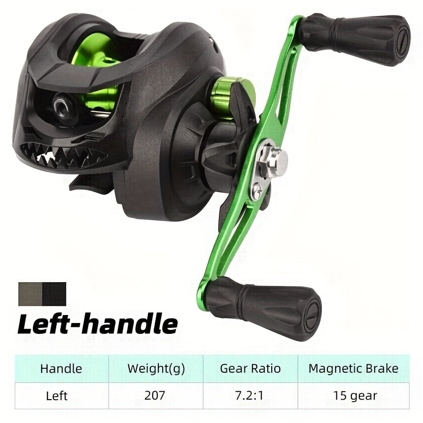 BIQIANWO 17.64LB Max Drag Fishing Reel, High-Speed 7.2:1 Gear Baitcasting Reel 18+1BB Green/Red ...