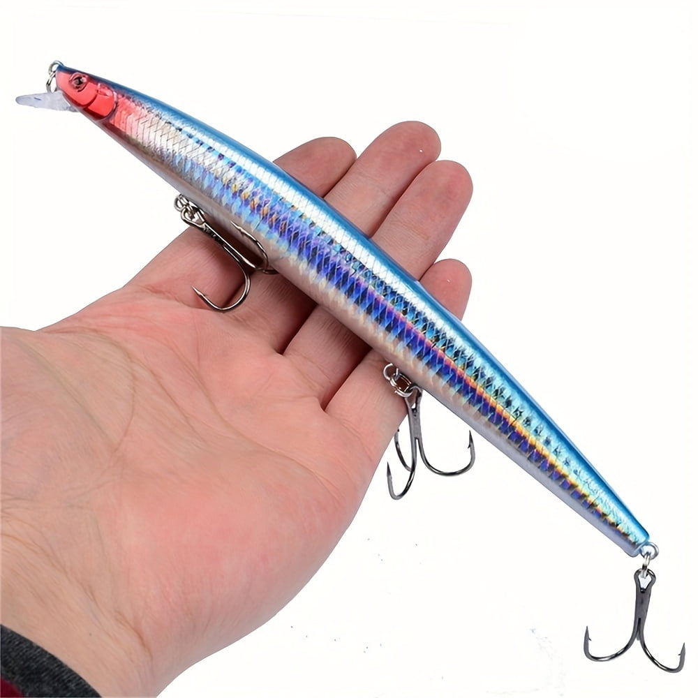 BIQIANWO 1pc 7.09inch 24g Laser Minnow Fishing Lure - Realistic Hard Crankbait with Treble Hooks ...