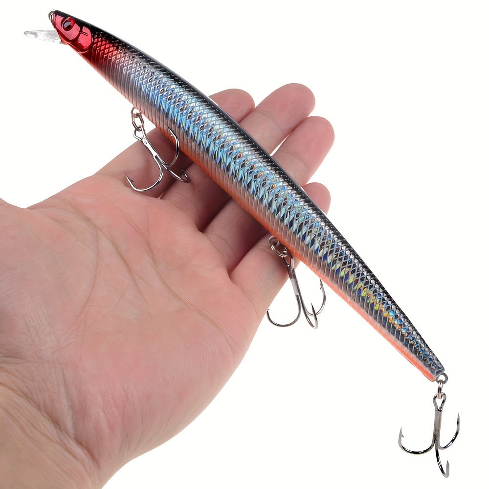 BIQIANWO 1pc 7.09inch 24g Laser Minnow Fishing Lure - Realistic Hard Crankbait with Treble Hooks ...