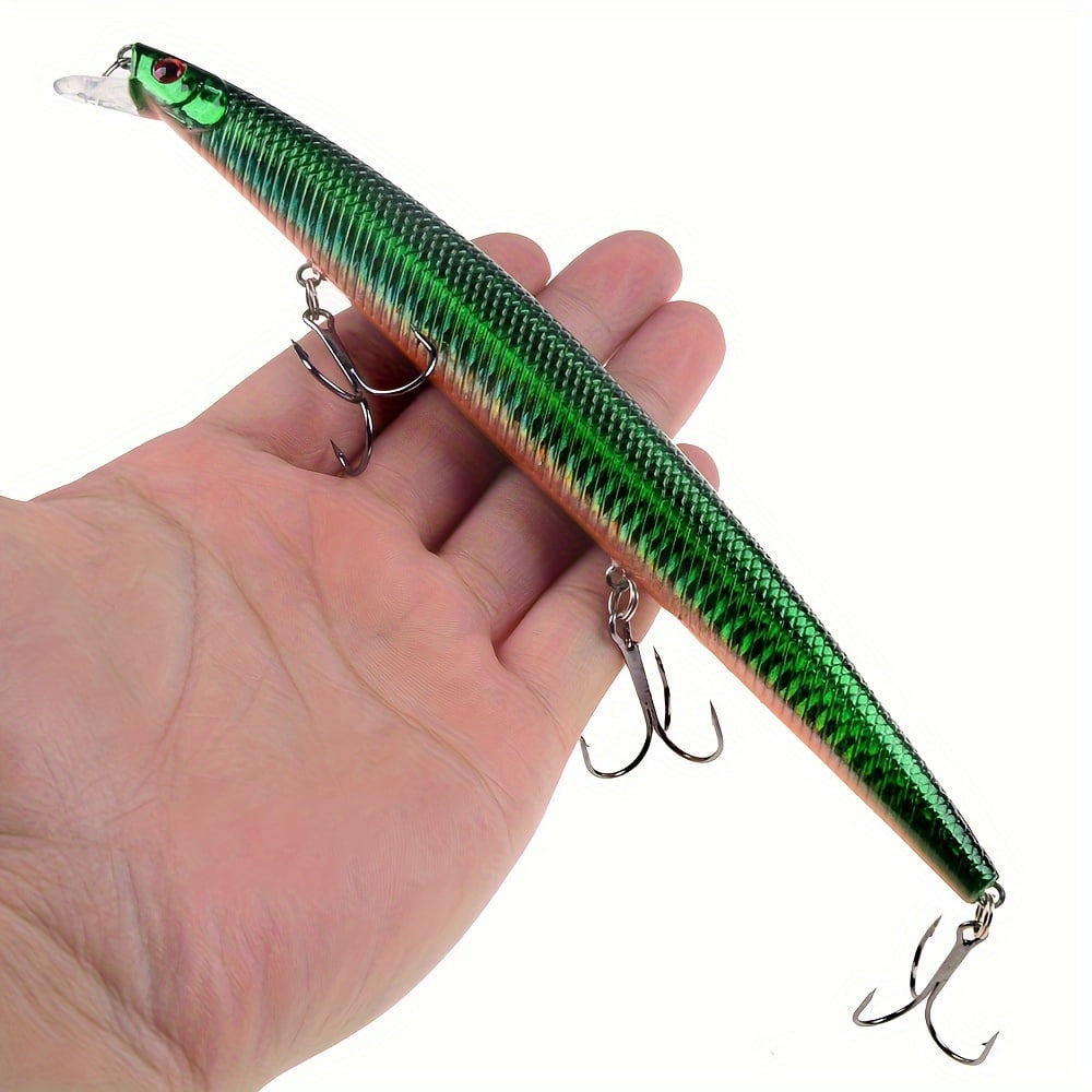 BIQIANWO 1pc 7.09inch 24g Laser Minnow Fishing Lure - Realistic Hard Crankbait with Treble Hooks ...