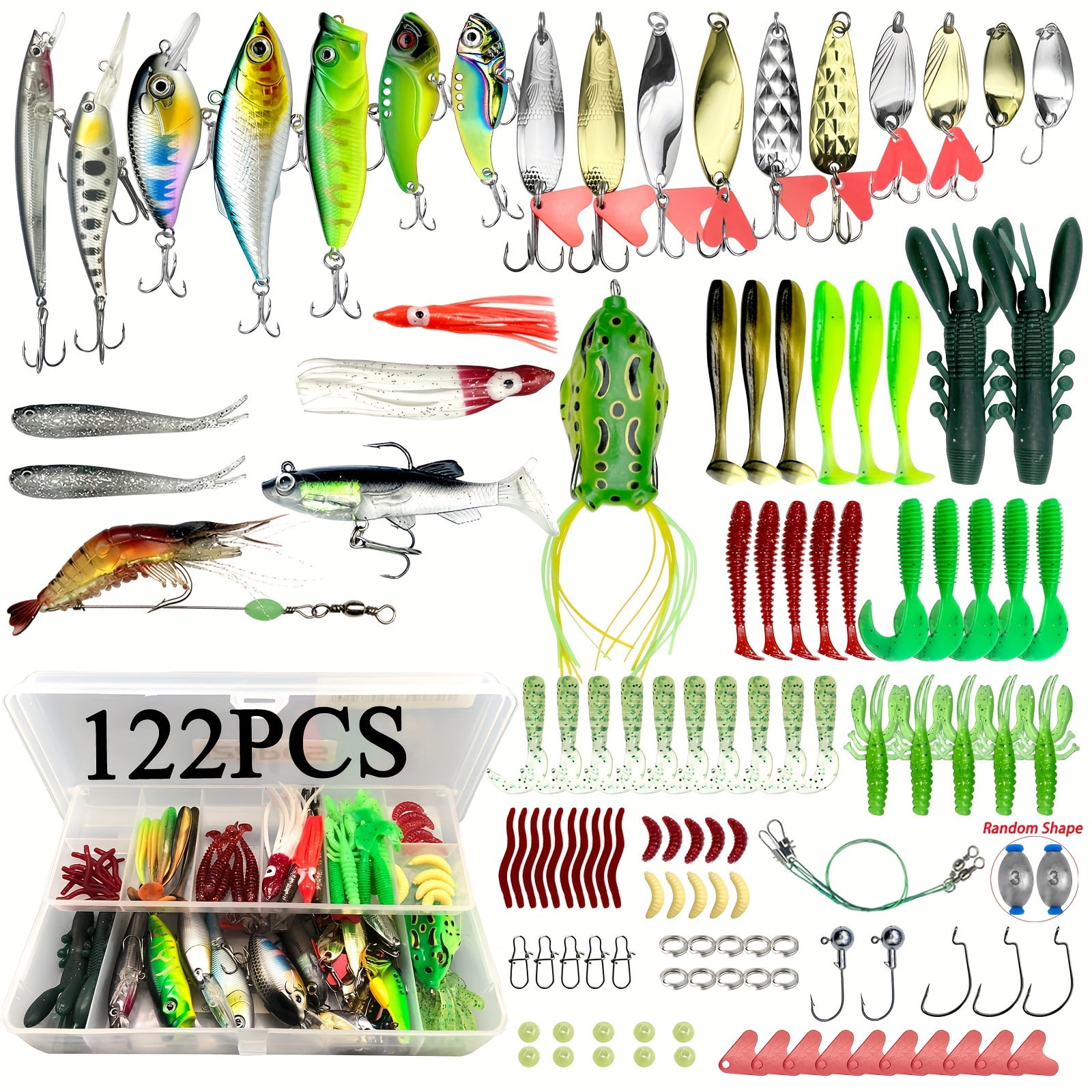 BIQIANWO 26/78/94/106/122pcs Fishing Lures Kit For Topwater, Bait Rigs ...