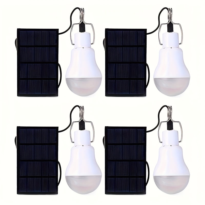 BIQIANWO 4pcs Solar LED Light Bulbs, 130LM Portable Outdoor ...