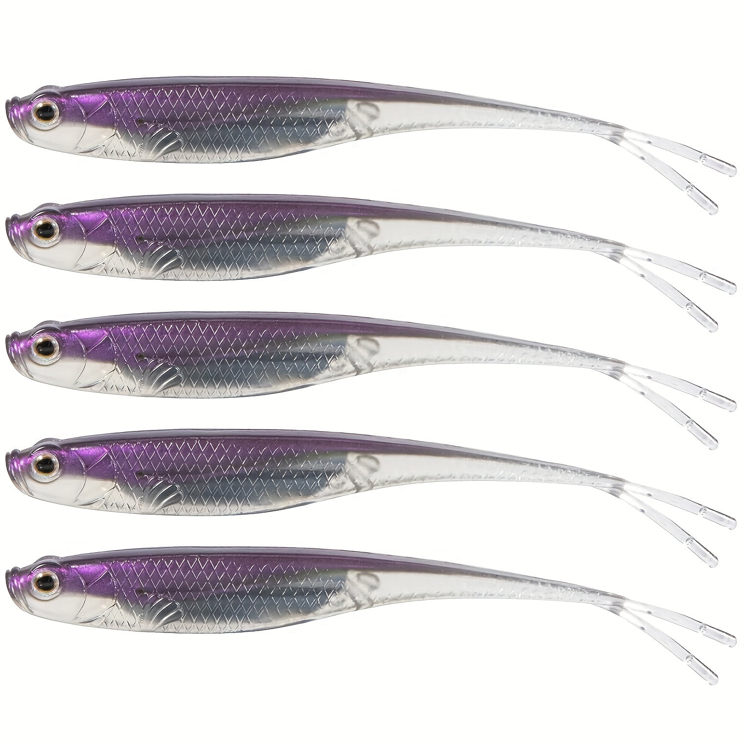 BIQIANWO 5pcs/6pcs Artificial Floating Fishing Lure, Bionic Forked Tail ...