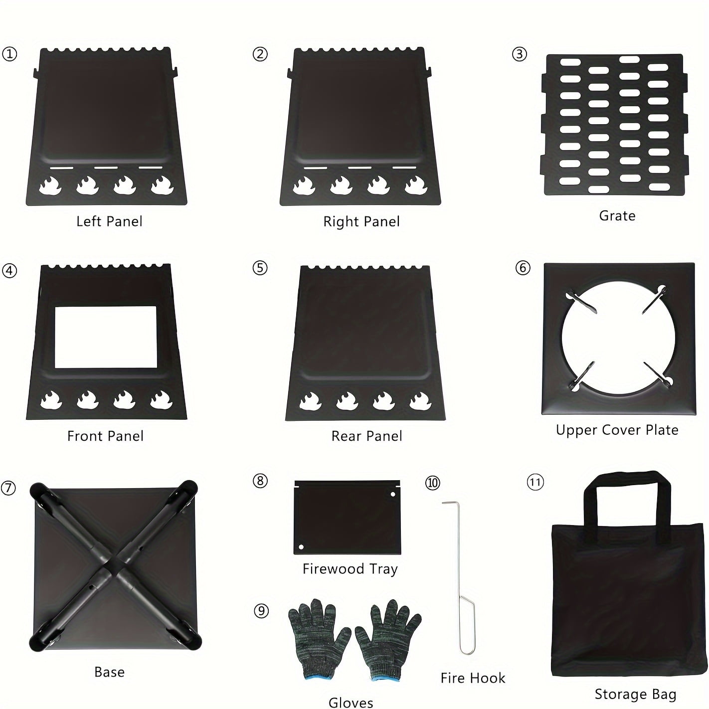 BIQIANWO Lineslife Portable Cast Iron Wood Burning Camp Stove - Compact ...