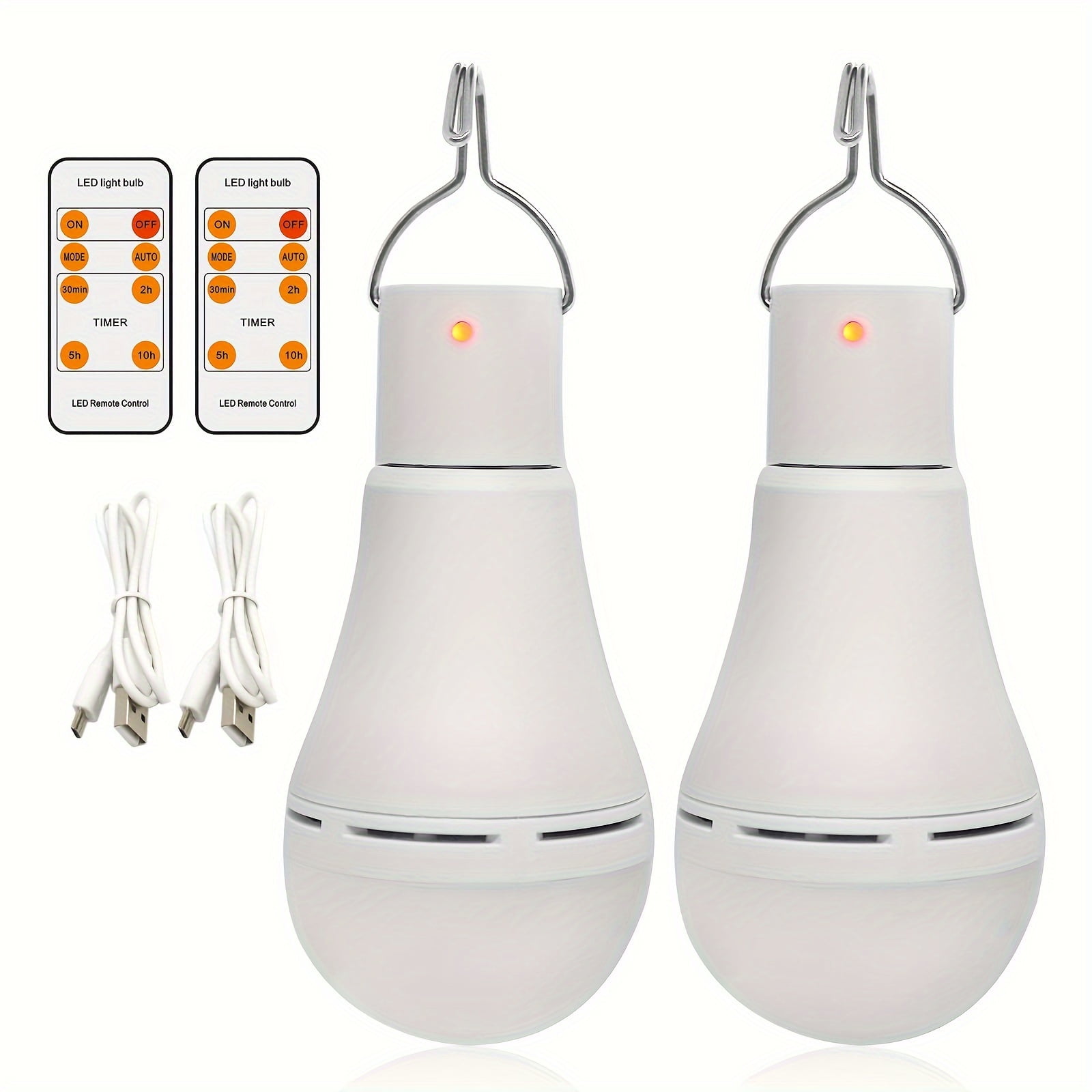 BIQIANWO USB Rechargeable LED Light Bulbs, 2-Pack Hiwevvy Portable ...