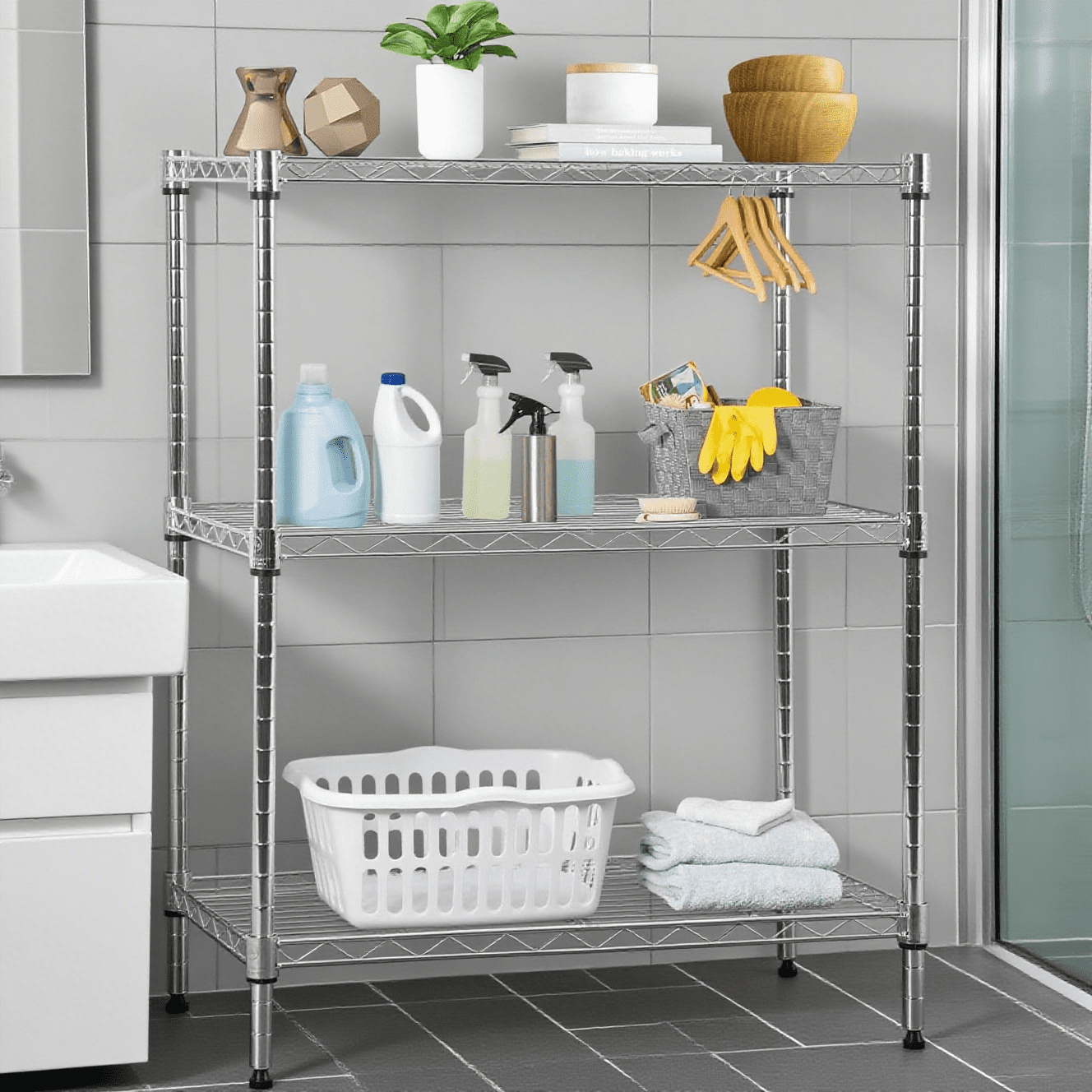 BIQWBIC 3-Tier Wire Shelving Unit - Adjustable Metal Shelving 13"x23 ...