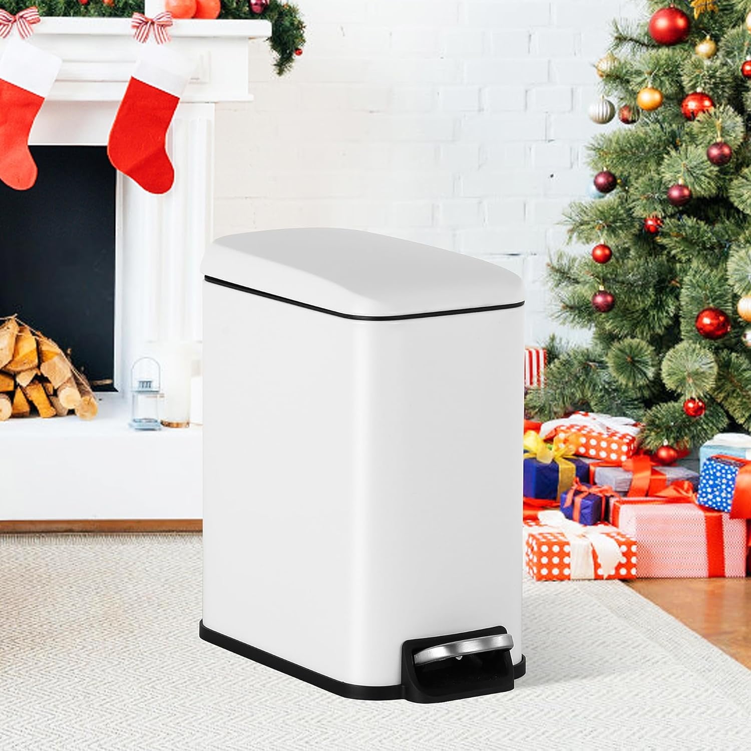 BIQWBIC 5L/1.3 Gallon Stainless Steel Trash Can with Lid – Foot ...