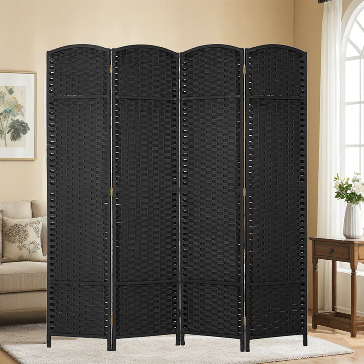 BIQWBIC 6 FT Room Divider 4-Panel Folding Privacy Screen Freestanding ...